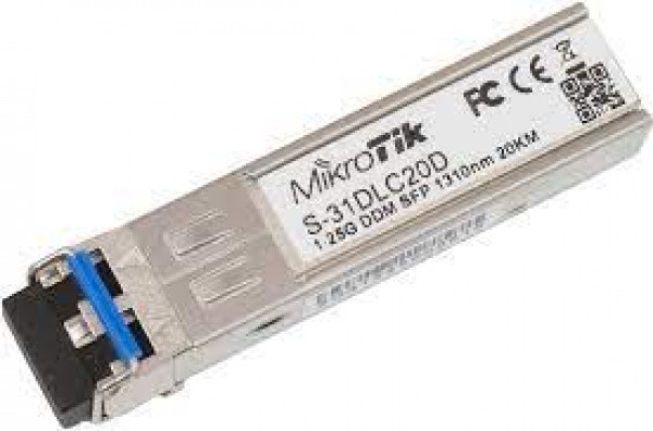 MikroTik S-31DLC20D fiber optički 1.25Gbs SFP modul singlemode do 20km, 1000Base-LX, LC konektor