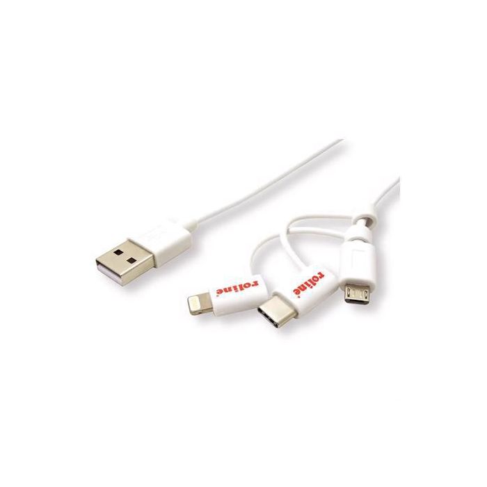Secomp Roline USB 2.0 Charge & Sync A micro B + 8 pin + C m/m 1.0m