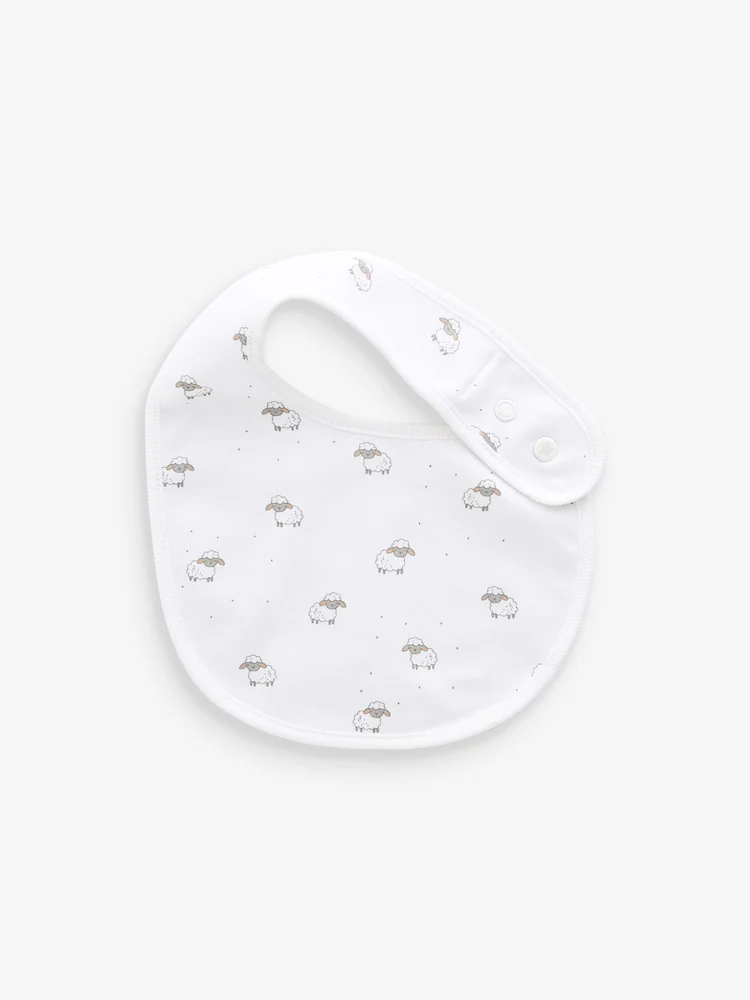 White Animals 100% Cotton Bibs 5 Pack