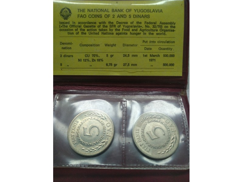 kovanice 5 i 5 dinara 1971 set