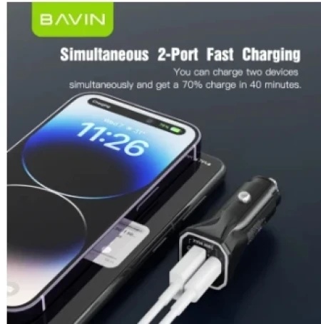 Bavin Auto punjač 20W PD QC3,0 USB&Type C bela ( 90040 )