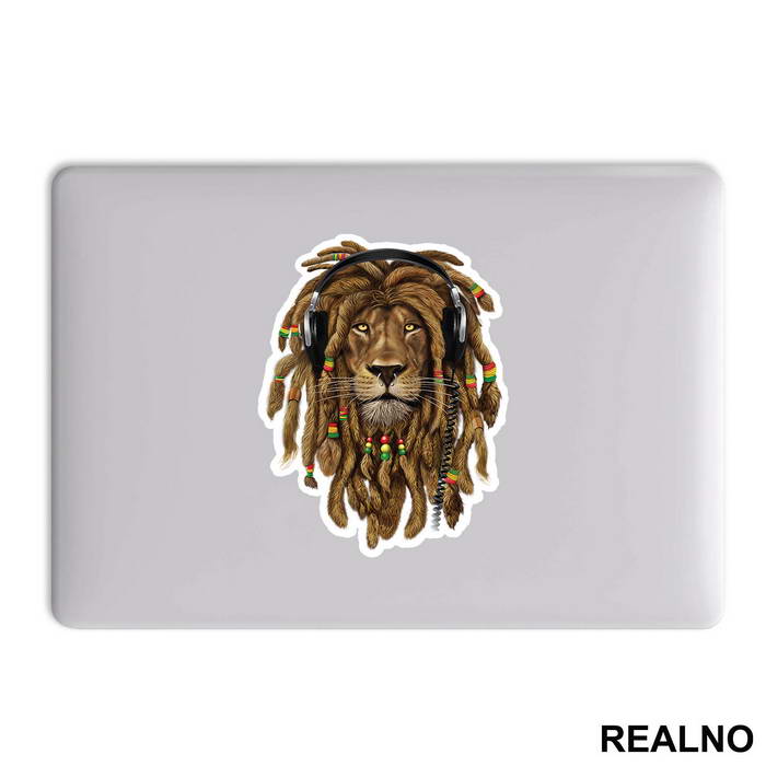 LION WITH DREADS AND HEADPHONES - ŽIVOTINJE - NALEPNICA