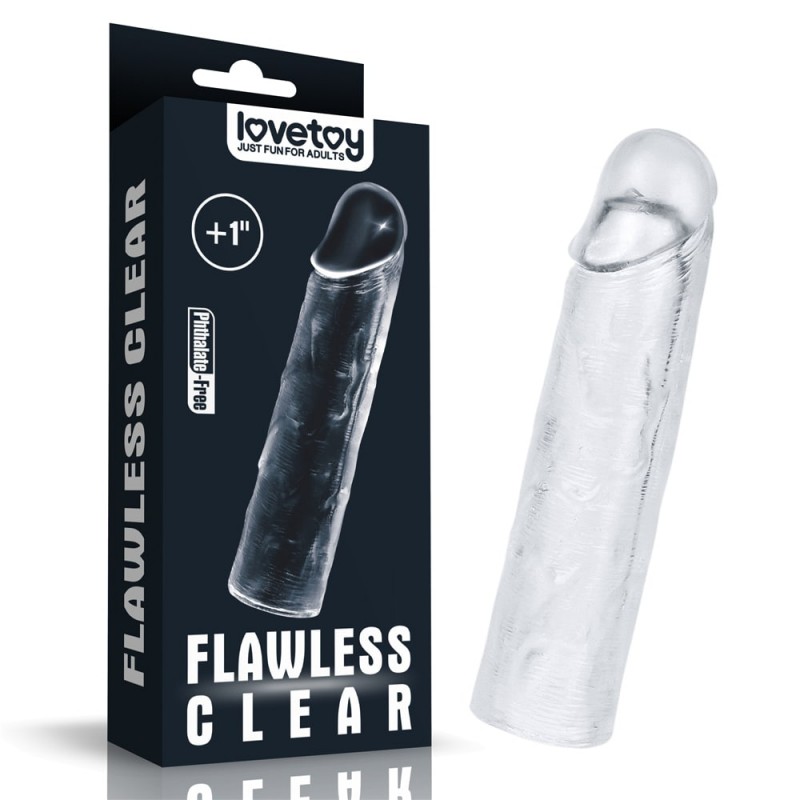 Flawless Clear Penis Sleeve Add 1inch LVTOY00448