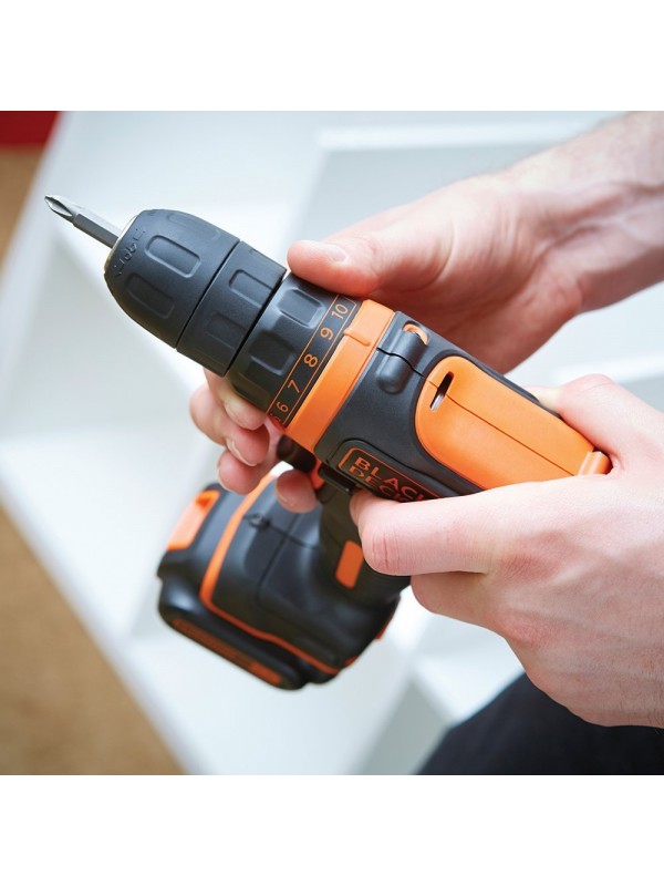 Black&Decker – Aku. bušilica odvijač 10.8 LI-Ion 2 baterije-pribor-metalna kutija – BDCDD12BAT