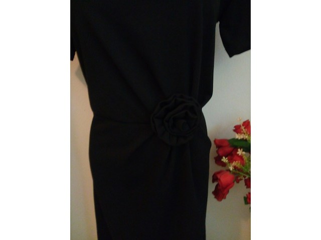Nova crna cvet u struku haljina S/M