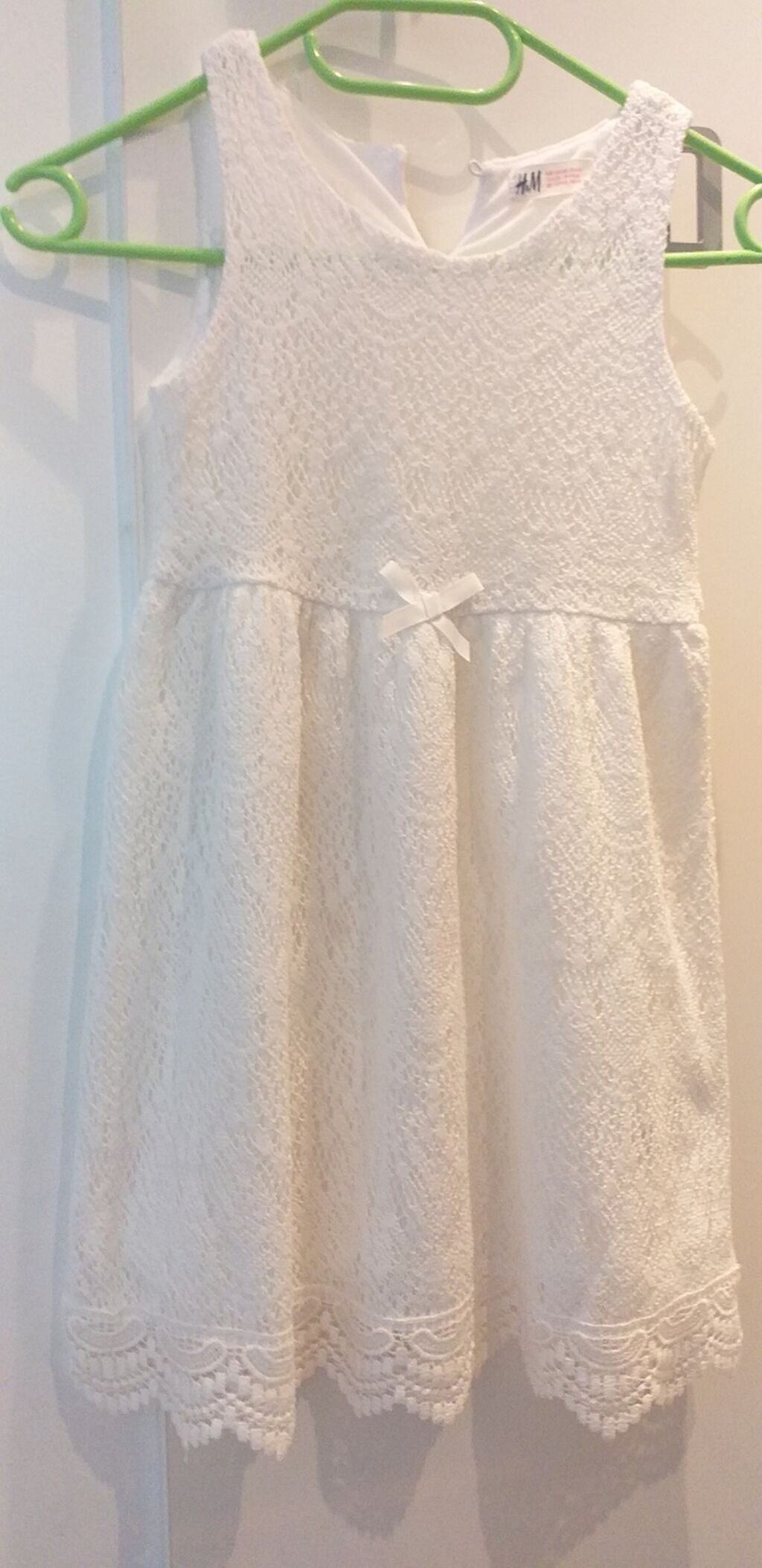 Pamučna, bela heklana haljina broj 122/128, 6-8 godina H&M