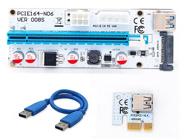 Riser ver 008s PCIE x16 USB 3.0 SATA majning rajzer