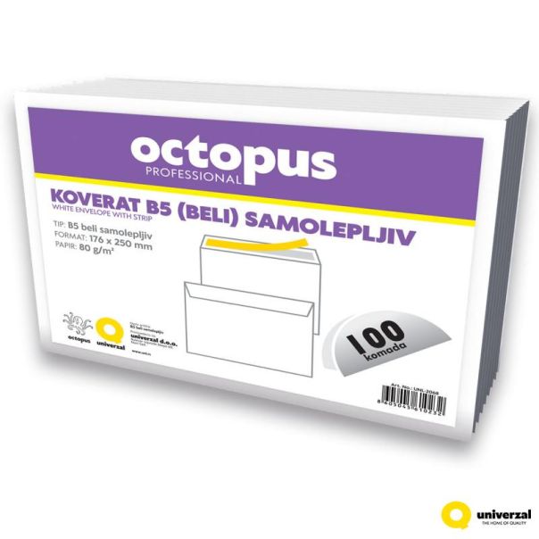 OCTOPUS Koverat B5 beli samolepljivi bp 100/1 unl-2068