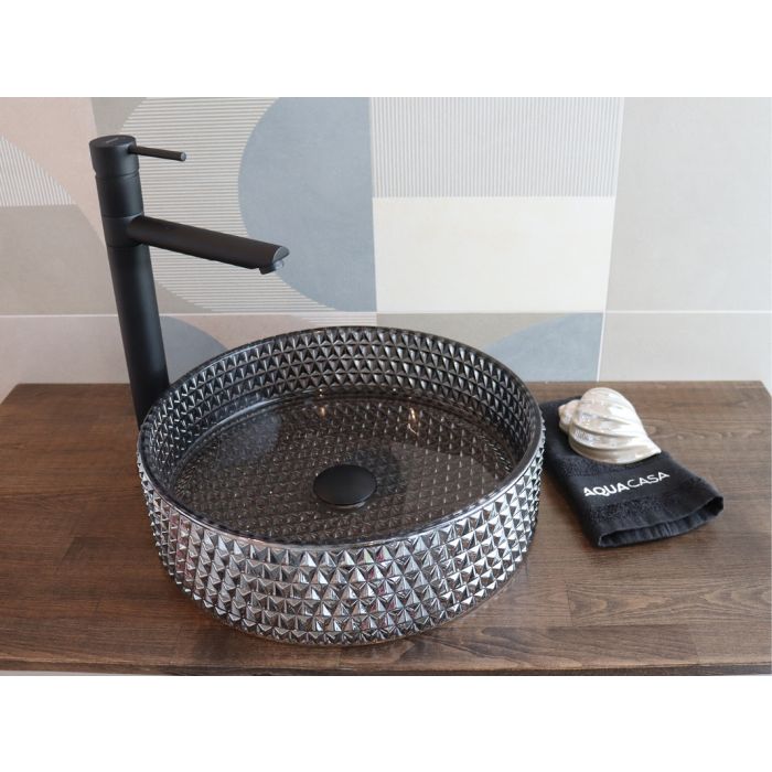 COPEN stakleni lavabo crni fi-40 cm