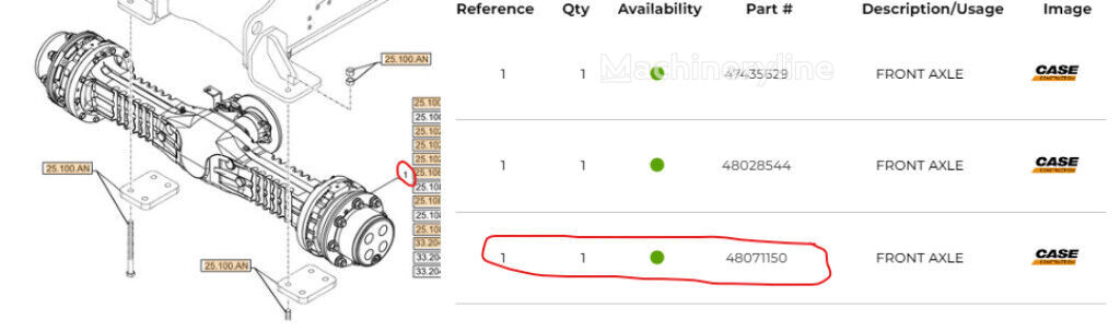 Case 48071150 48071150 osovina za 221F 321F građevinske mašine