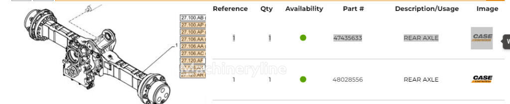 Case 47435633 osovina za 221F 321F građevinske mašine