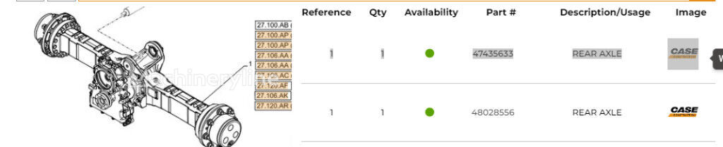 Case 48028556 48028556 osovina za W70C W80C građevinske mašine