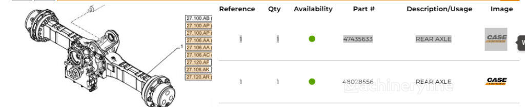 Case 48028556 osovina za 221F 321F građevinske mašine