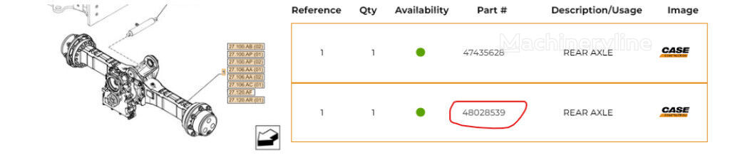 Case 47435628 osovina za 221F 321F građevinske mašine