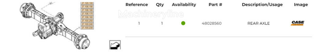 Case 48028560 osovina za W70C W80C građevinske mašine