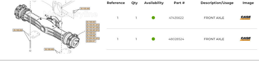 Case 47435622 osovina za W50C W60C građevinske mašine