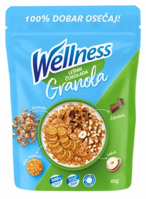 GRANOLA LEŠNIK&ČOKOLADA WELLNESS 60G
GRANOLA LEŠNIK&ČOKOLADA WELLNESS 60G