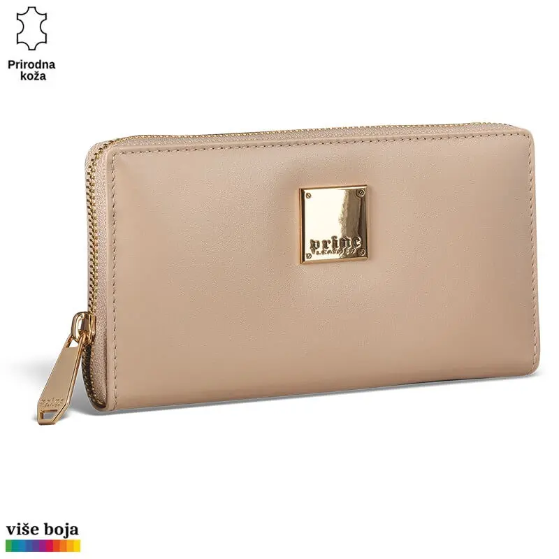Princ Leather Ženski kožni novčanik Zip Luxury, Bež