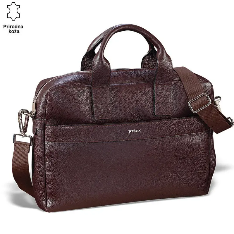 Princ Leather Kožna torba za laptop Dollaro, 390x280x100mm, Braon