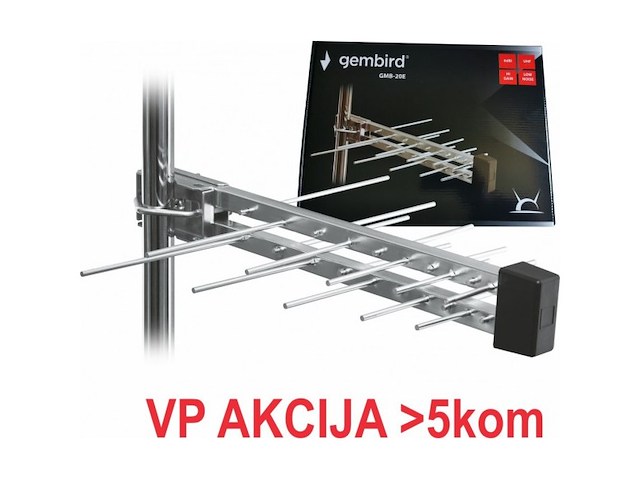 GMB-20E sa kutijom **Gembird Antena Loga UHF sa RF-Konektorom, 20elemenata, duzina 39cm, 6dB alu 609