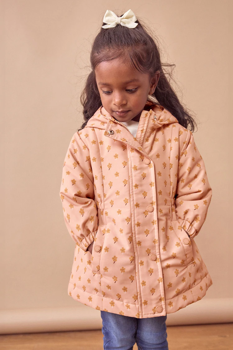 Pink Shower Resistant AOP Skirted Coat (3mths-7yrs)