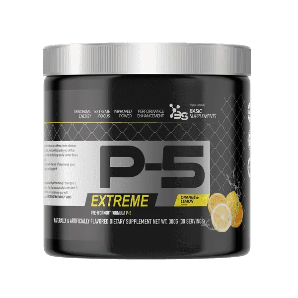 Basic Supplements P-5 Pre-Workout, Ukus Pomorandža i Limun, 300g