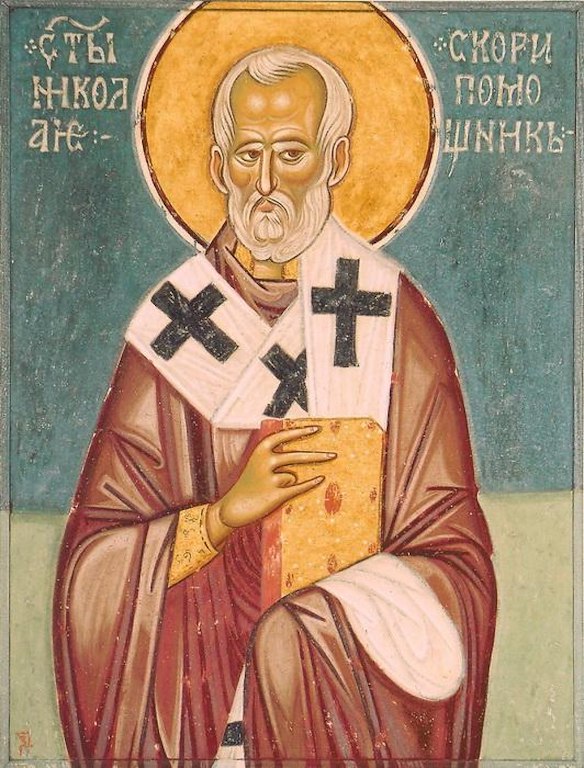 Decani, Sveti Nikola, ,brzi pomocnik", detalj, kopija freske.
