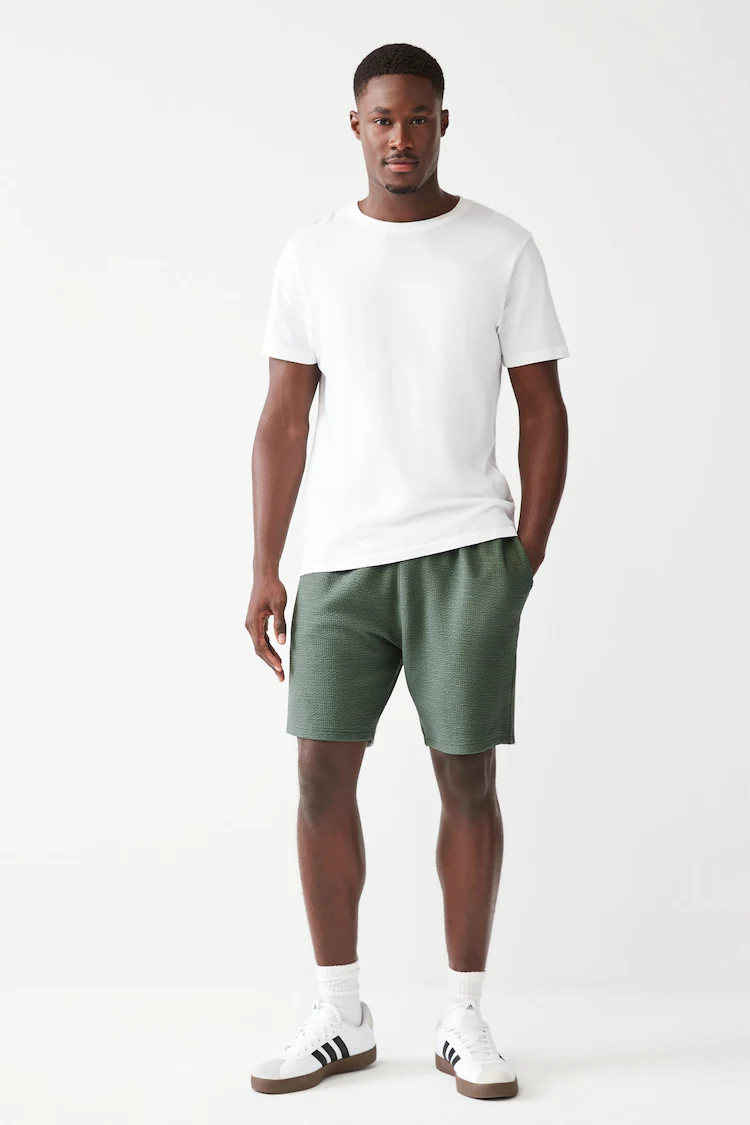 Sage Green Jersey Seersucker Shorts