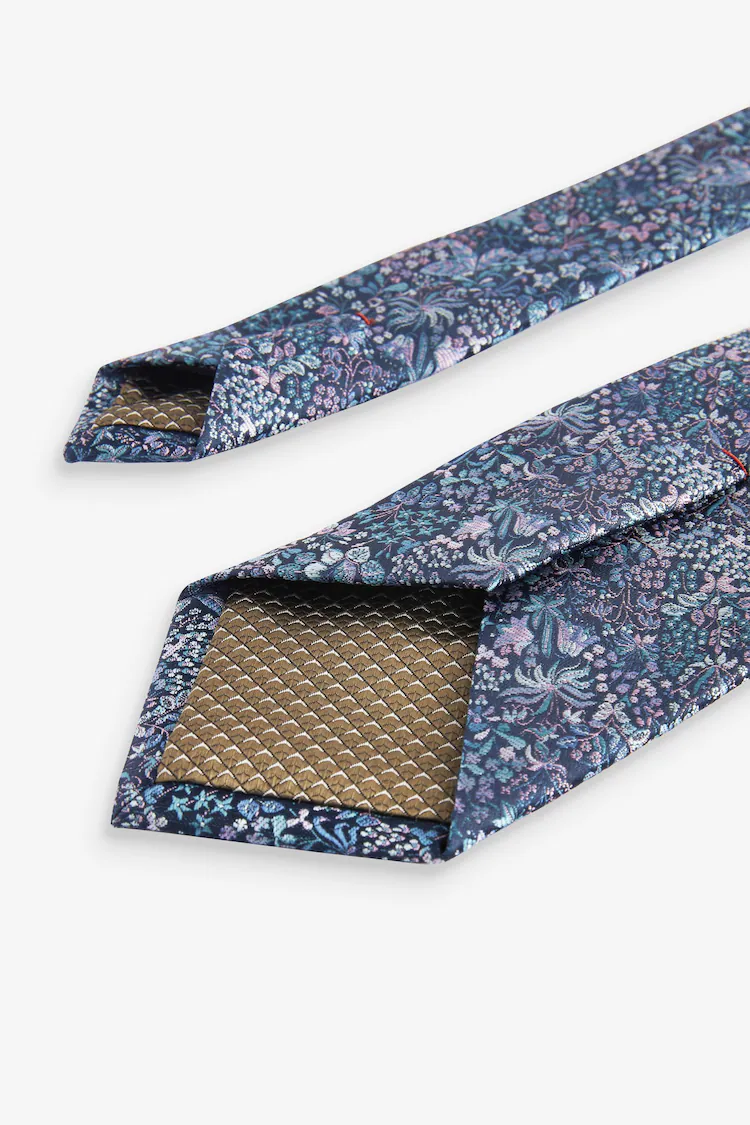 Navy Blue/Purple Floral Pattern Tie