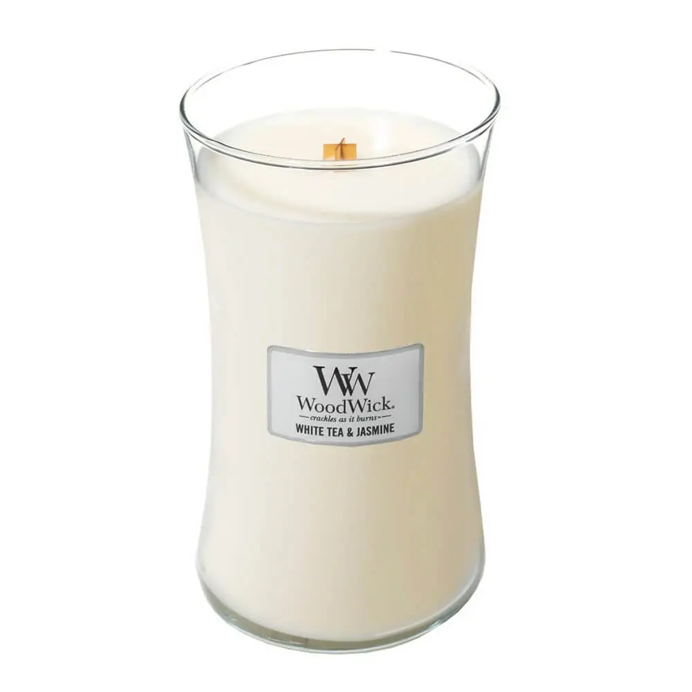 Woodwick Mirisna sveća White tea and jasmine classic, Velika