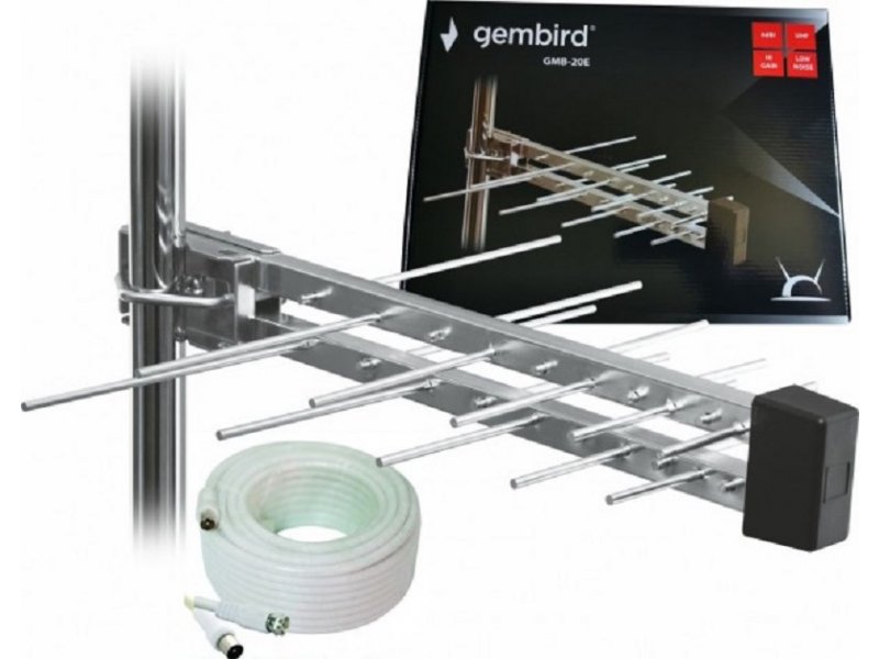 GEMBIRD GMB-20E SA KUTIJOM +15M ANTENA LOGA UHF SA RF-KONEKTOROM,20EL,39CM,6DB ALU +KABL 15M 781 38938 CENA