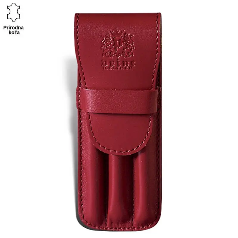 Princ Leather Futrola za tri olovke, Bordo