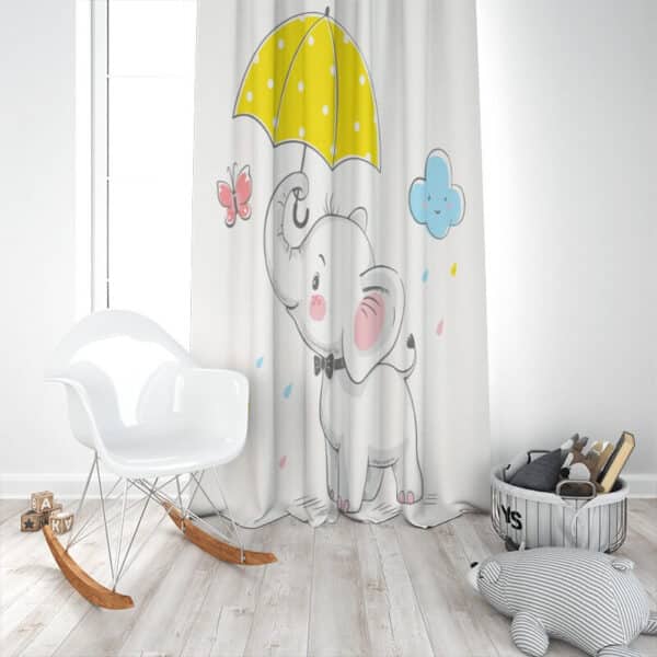 Dečiji draper Slon na kiši (Jedno krilo) – 140x250cm, D-022
