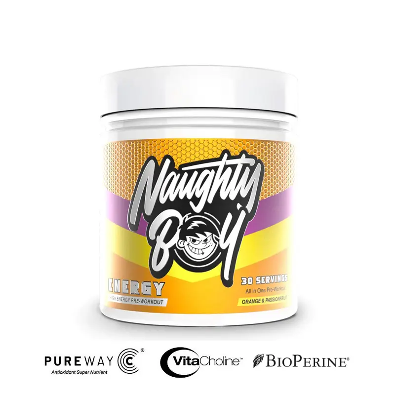 Naughty Boy Energy Pre-Workout, Narandža-Marakuja, 390g