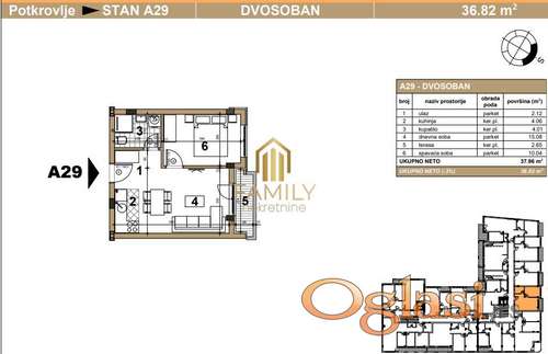 Dvosoban stan, 37m2, Podbara, povrat PDV-a