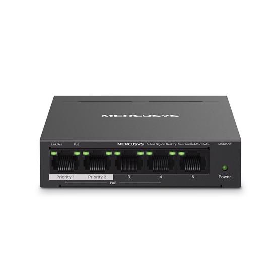 Mercusys MS105GP v1, 5-Port Gigabit Desktop Switch with 4-Port PoE+