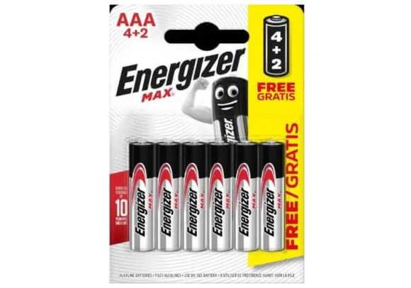 Energizer Alkalne baterije AAA MAX LR3 ALK 4+2