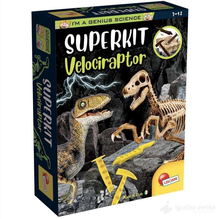 Lisciani Mali Genije Super kit VELOCIRAPTOR - Iskopaj dinosaurusa!