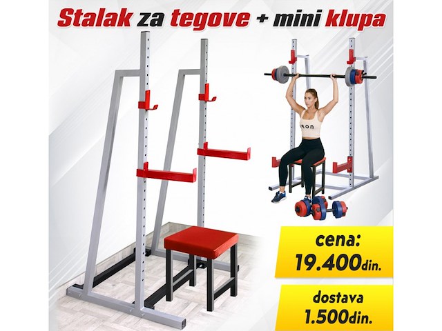 Stalak za tegove sa bar holderima + Mini klupa 31x40cm