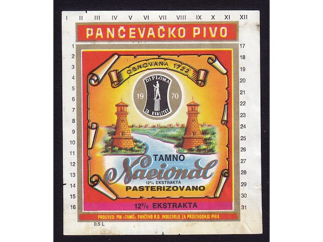 tamno NACIONAL pancevacko pivo - etiketa