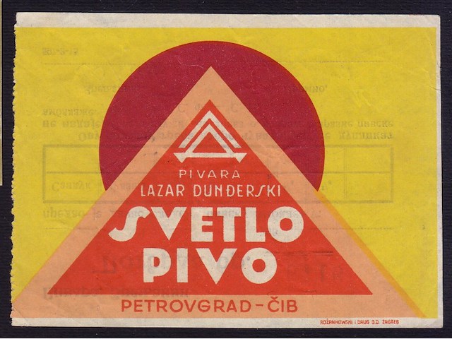 SVETLO PIVO pivara dundjerski - etiketa 1951