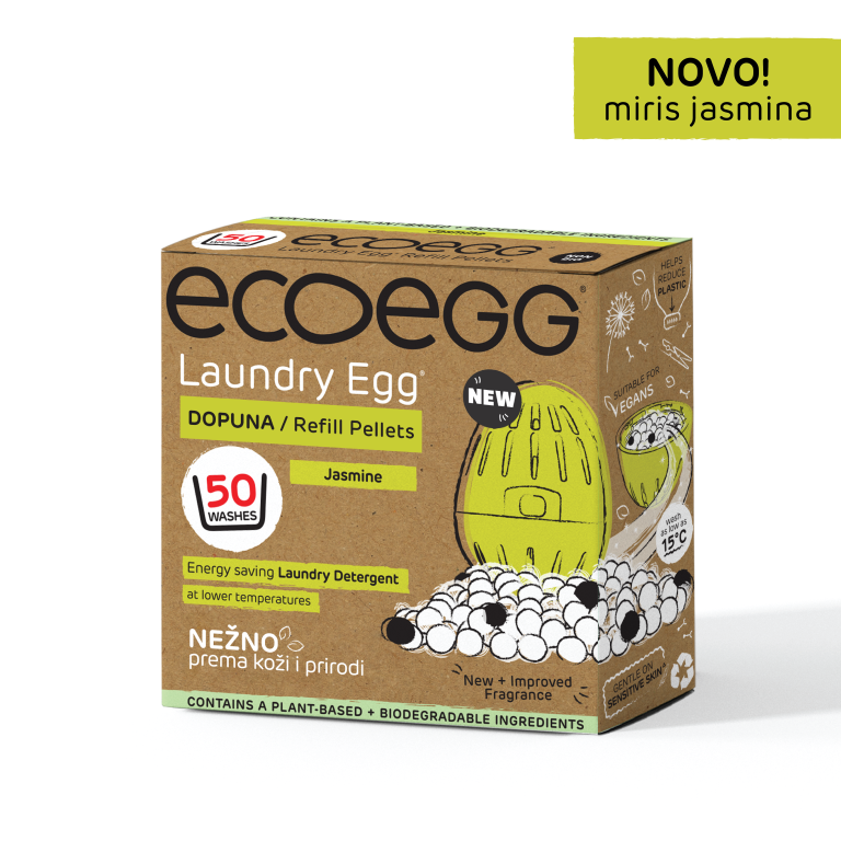 ECOEGG 2u1 Dopuna za deterdžent i omekšivač za veš, Miris jasmina-50 pranja