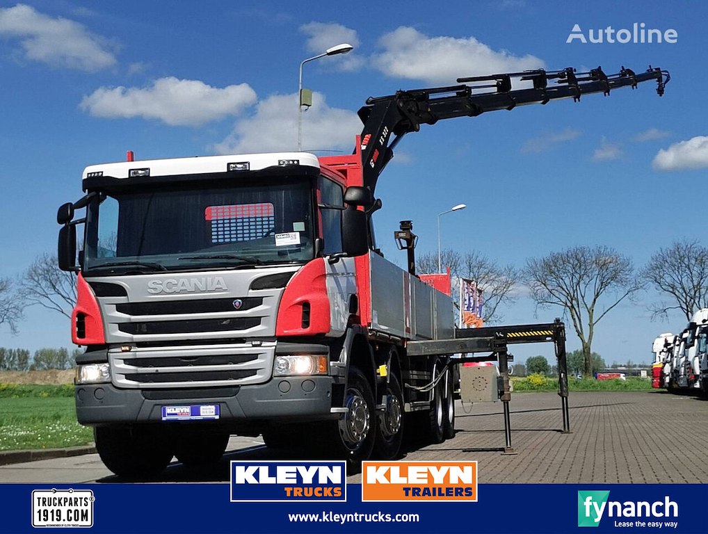 Scania P410 hiab 322 e-7 hipro kamion s ravnom platformom