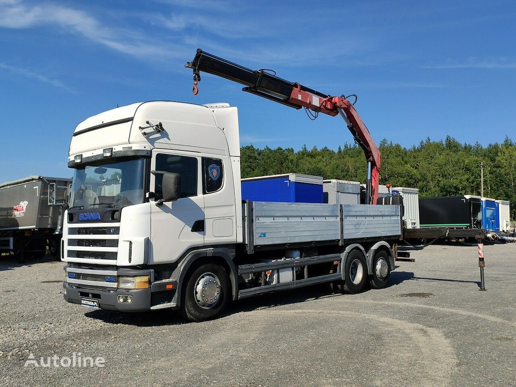 Scania 124L 420 6x2 Retarder HDS FASSI F170 Budowlanka kamion s ravnom platformom