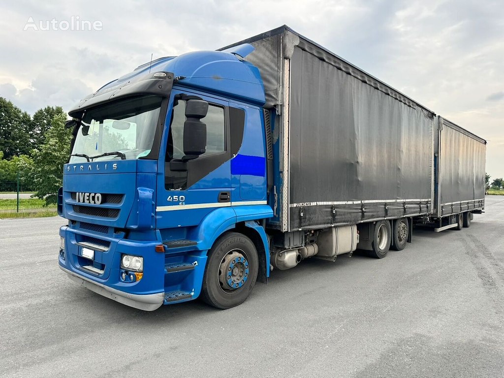 IVECO Stralis 450 kamion sa klizna zavesa cerada + prikolica sa kliznom ceradom