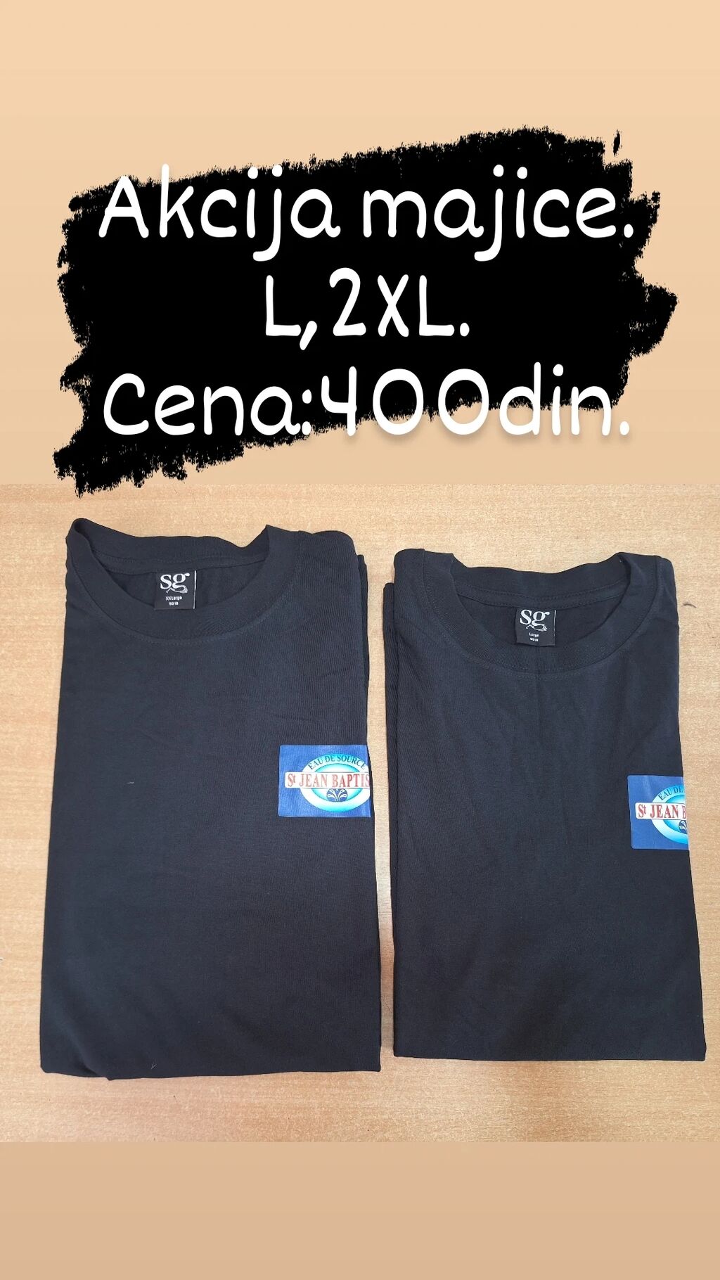 Men's T-shirt L (EU 40), 2XL (EU 44), bоја - Crna