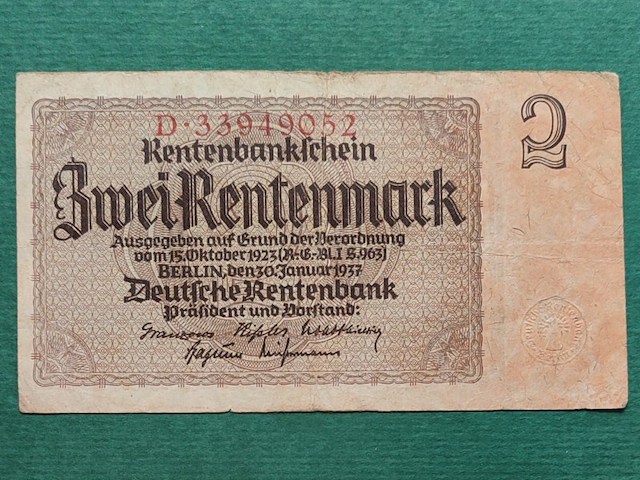 2 RENTENMARK 1937