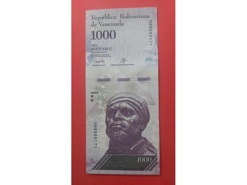 1.000 bolivares 2017 god Venecuela UNC