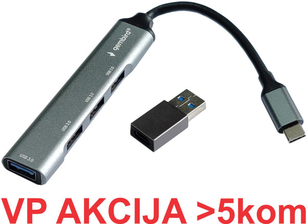 UHB-U3P4-05 ** Gembird HUB Type-C+A to 4*USB3.0 Aluminum ( 686)