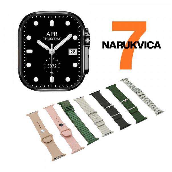 Smart watch sa 7 narukvica WS-X9 ULTRA, crna